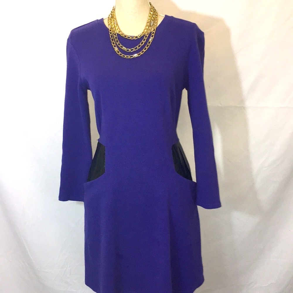 Made For Impulse Knit & Faux Leather Purple Dress - Gem